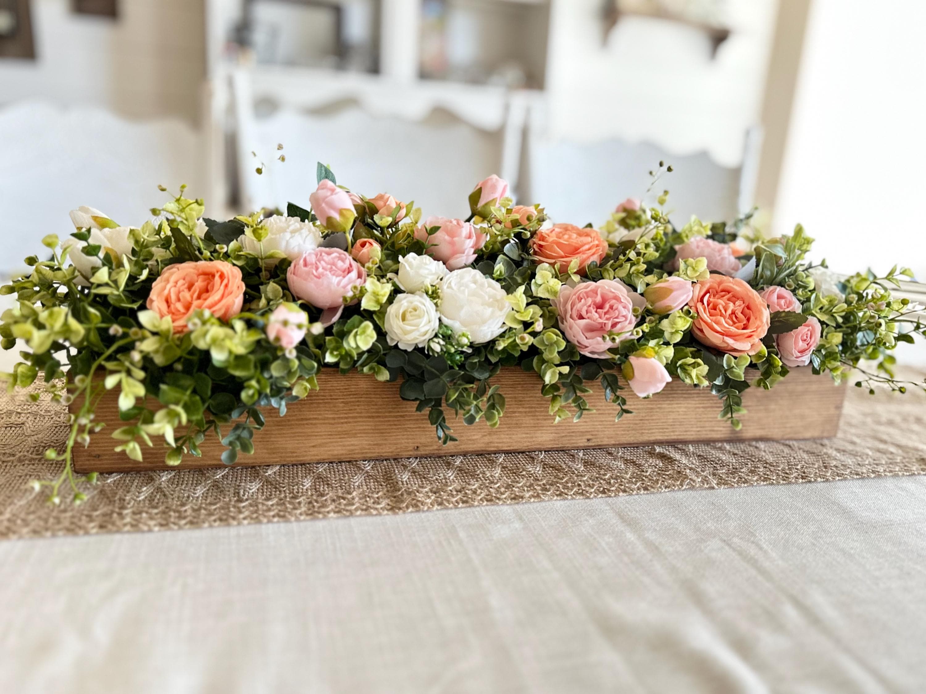Farmhouse Dining Room Table Centerpiece | Long Table Spring Summer ...
