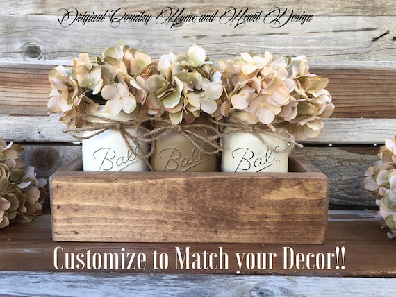 Farmhouse Decor Centerpiece Floral Rustic Mason Jar - Etsy