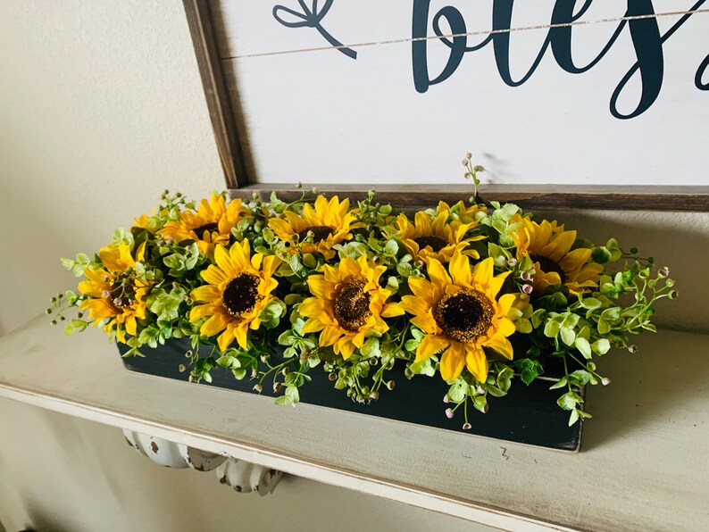 Rustic Fall Sunflower Centerpiece Floral Arrangement | Etsy