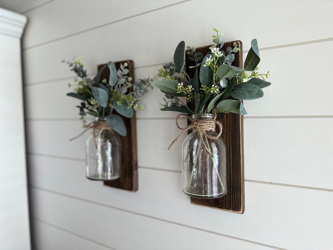 Rustic Farmhouse Sconces Pampas Grass or Eucalyptus | Set or One ...