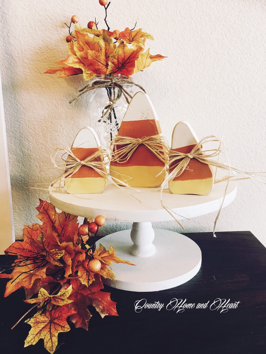 Fall Tier Tray Decor Wood Candy Corn Cutouts, Shelf Sitter Primitive ...