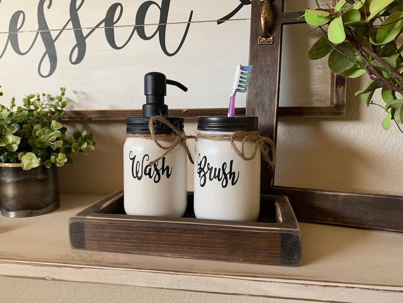 Rustic Toothbrush Holder Farmhouse Soap Dispensers Wash - Etsy