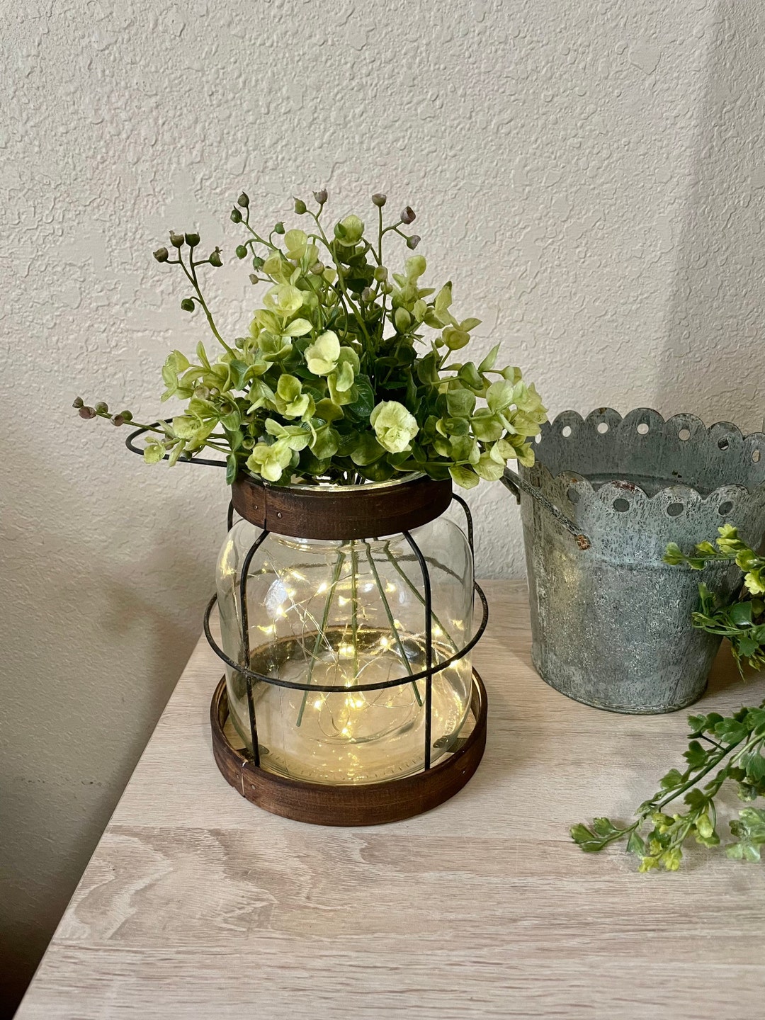 Vintage Style Farmhouse Vase, Rustic Lantern Decor, Rustic Farmhouse ...