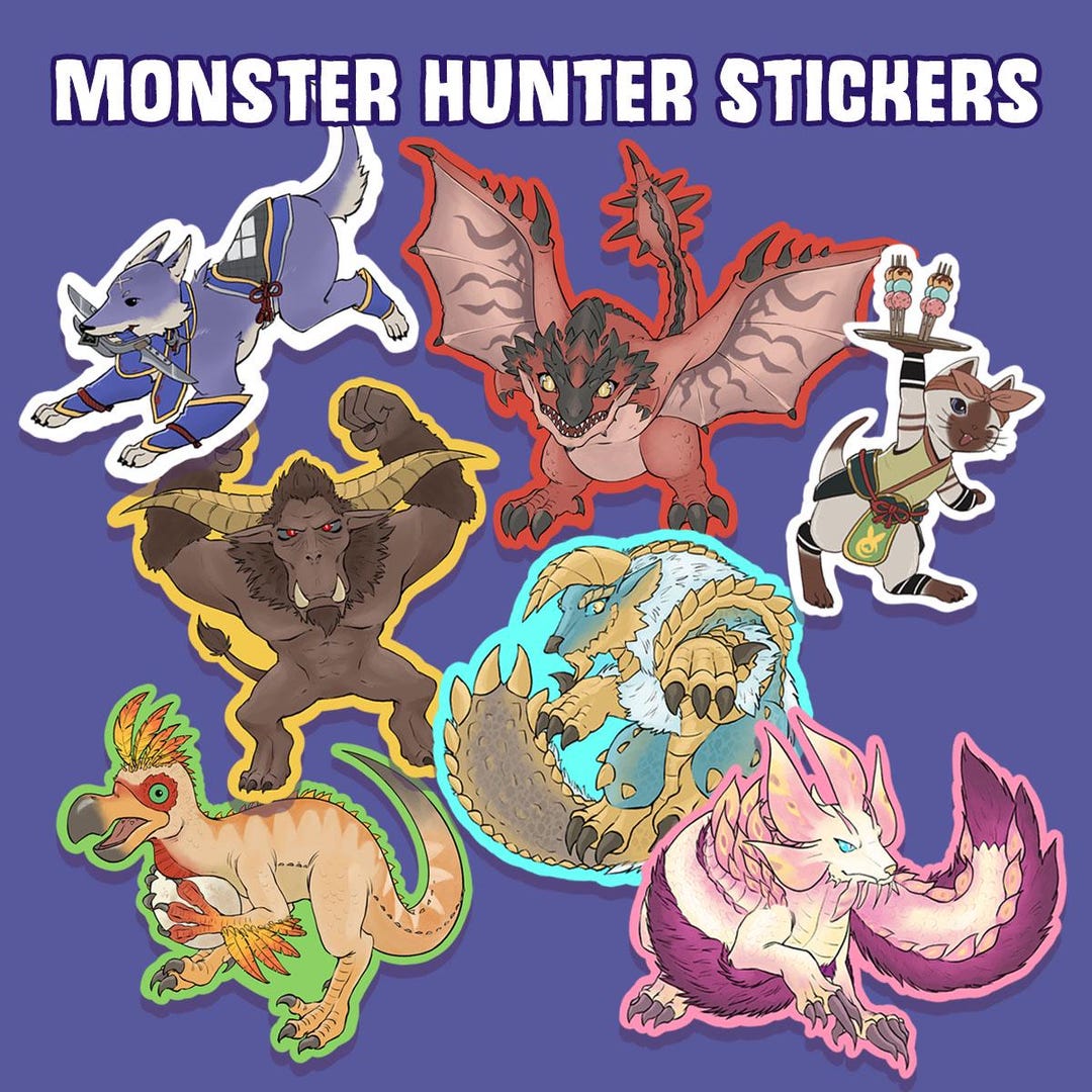 Monster Hunter Stickers | Palico | Palimute | Rathalos | Mitsuzune ...