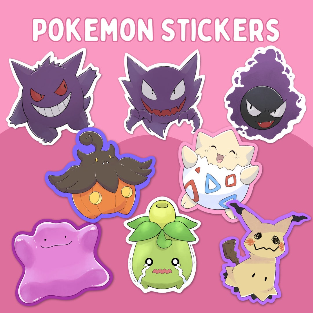 Pokemon Stickers Gengar Haunter Gastly Smoliv Ditto Togepi Mimikyu ...