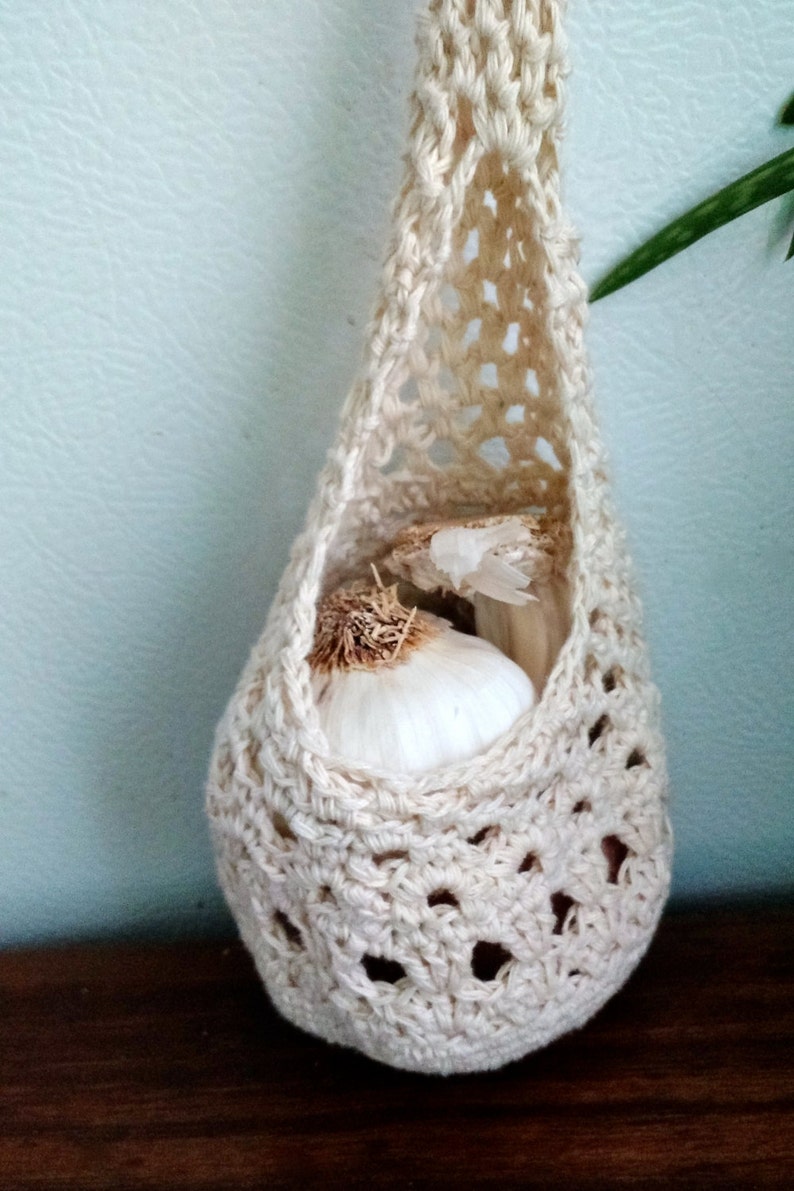 CROCHET PATTERN PDF Instant Download . Hanging Raindrop Garlic Basket ...