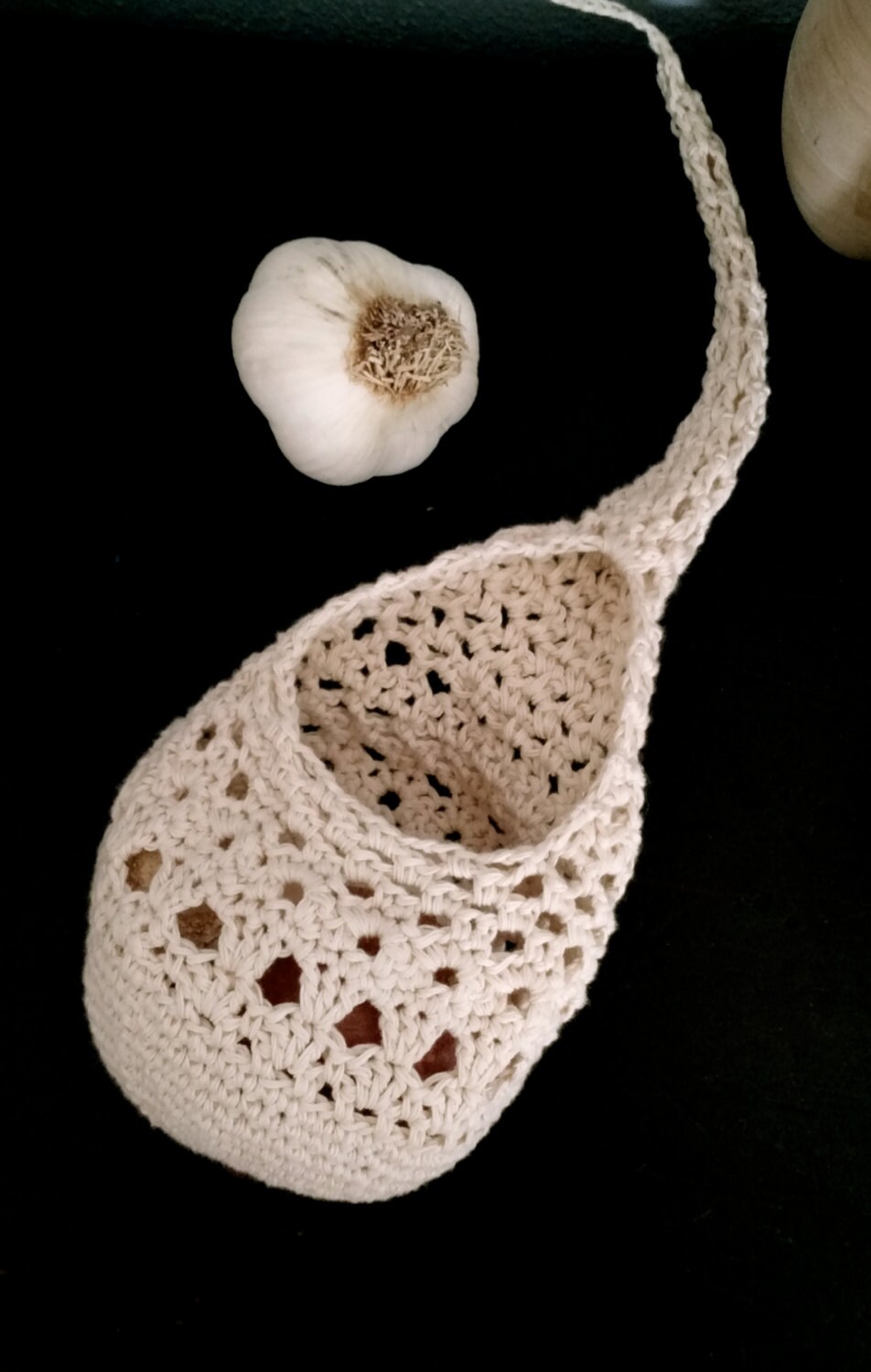 CROCHET PATTERN PDF Instant Download . Hanging Raindrop Garlic Basket ...
