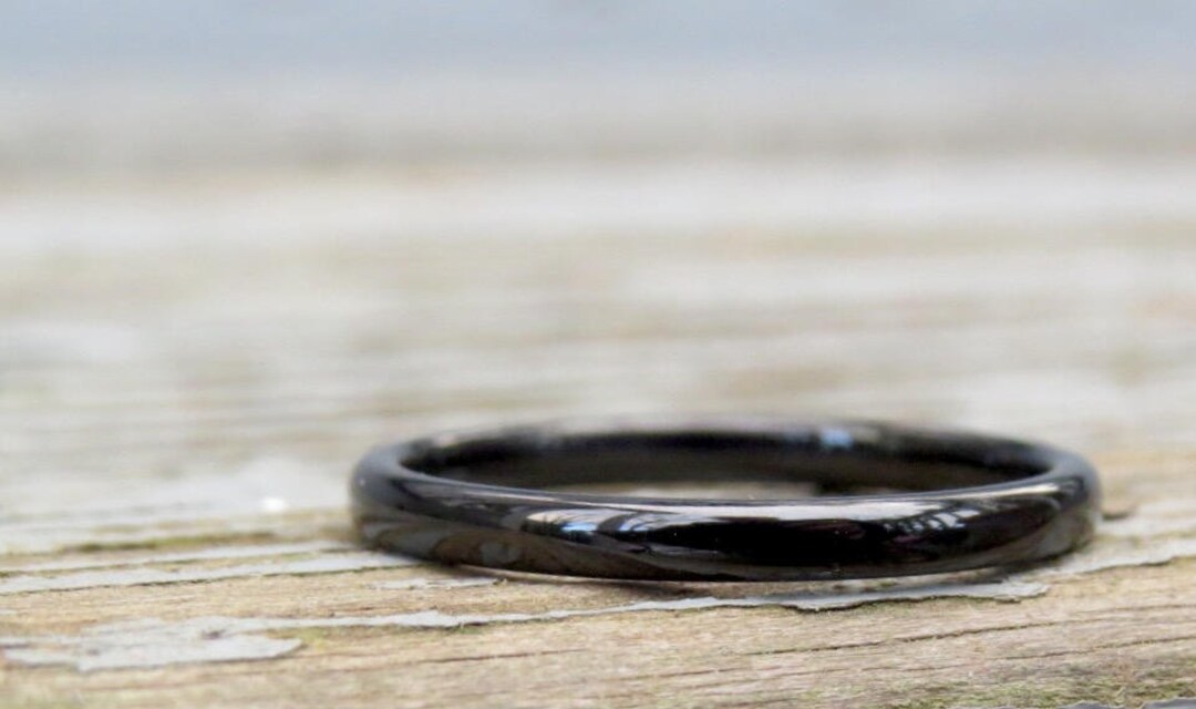 Simple Black Ring, Minimalist Ring, TITANIUM Ring, Thumb Ring, 2mm Ring ...