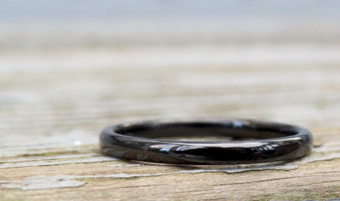 Simple Black Ring, Minimalist Ring, TITANIUM Ring, Thumb Ring, 2mm Ring ...