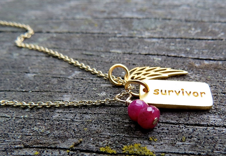 Gold Survivor Necklace Gold Tag Survivor Charm Gold Angel - Etsy