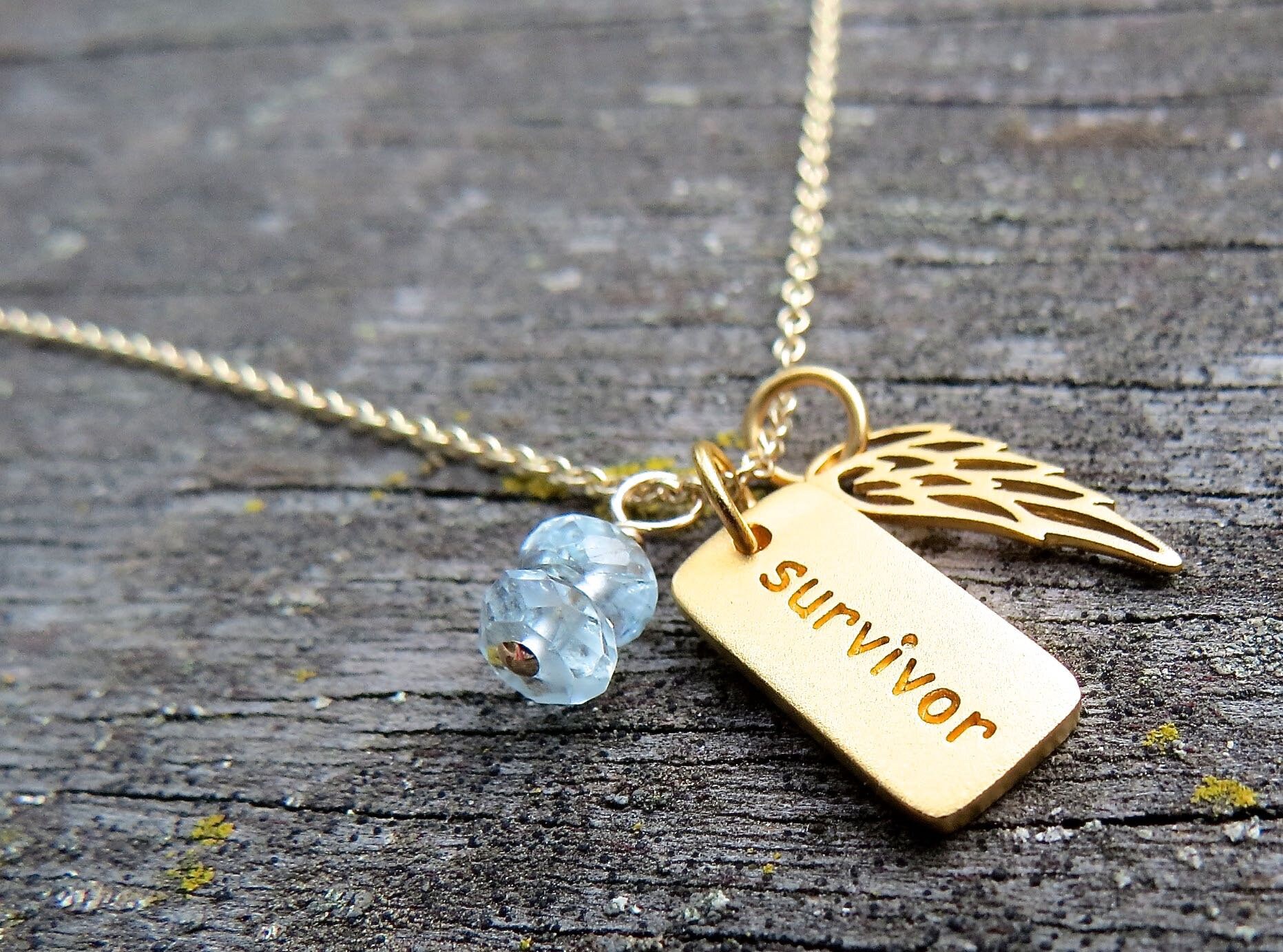 Gold Survivor Necklace Gold Tag Survivor Charm Gold Angel | Etsy