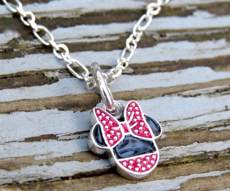 Sterling Silver Necklace Minnie Mouse Necklace Tiny Minnie - Etsy