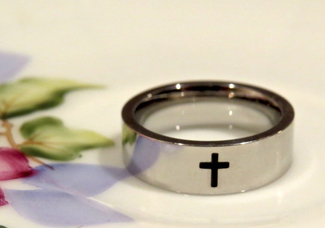 Christian Ring, Simple Cross Ring, Stainless Steel Ring, Simple Band ...