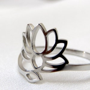 Lotus Ring, Minimalist Ring, Stainless Steel Ring, One Size Ring ...