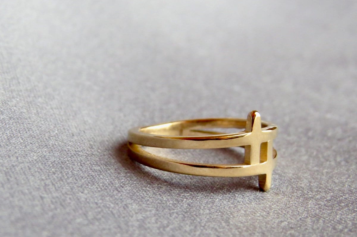 Christian Ring Double Cross Ring ROSE GOLD Stainless Steel - Etsy
