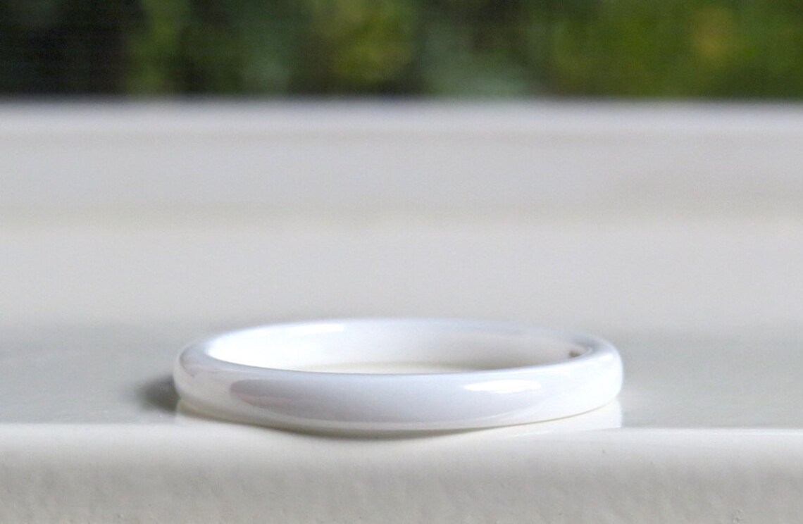 Simple White Ring, Thin Ceramic Stacking Ring, SIZES 4, 5, 6, 7, 8, 9 ...