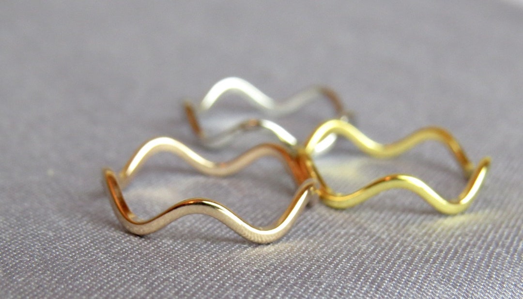 Wavy Rings, Silver, Rose Gold, Gold, Thin Stackable Rings, SIZES 5, 6 ...
