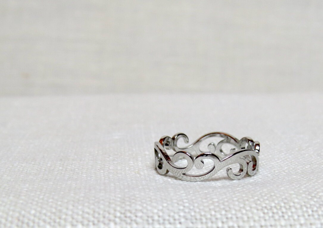 Curvy Ring Swirl Scroll Stackable Rings Cut Out Stainless - Etsy