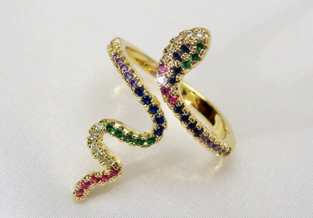 Snake Ring, Rhinestone Snake Ring, Colorful Snake Ring, One Size Ring ...