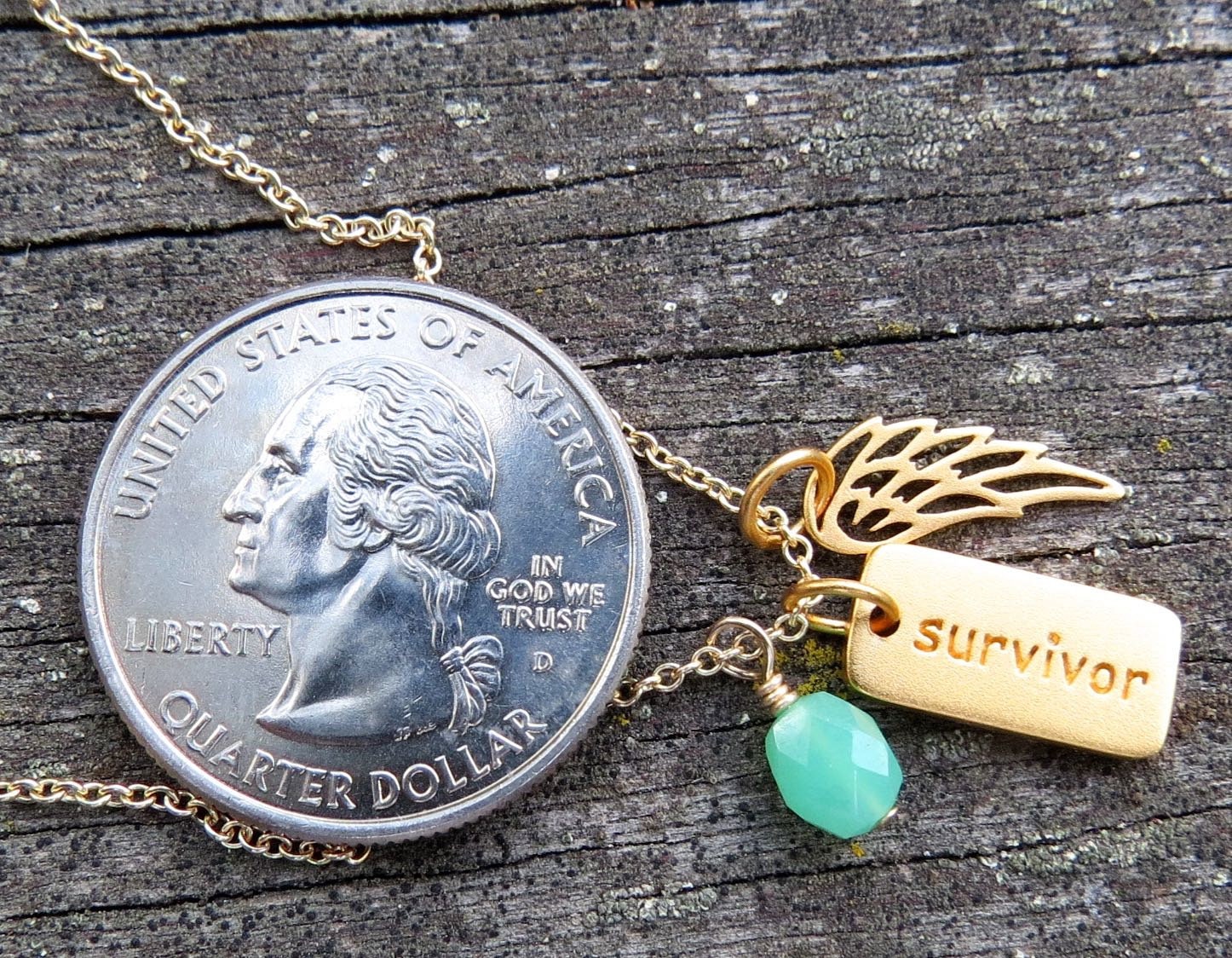 Gold Survivor Necklace Gold Tag Survivor Charm Gold Angel | Etsy