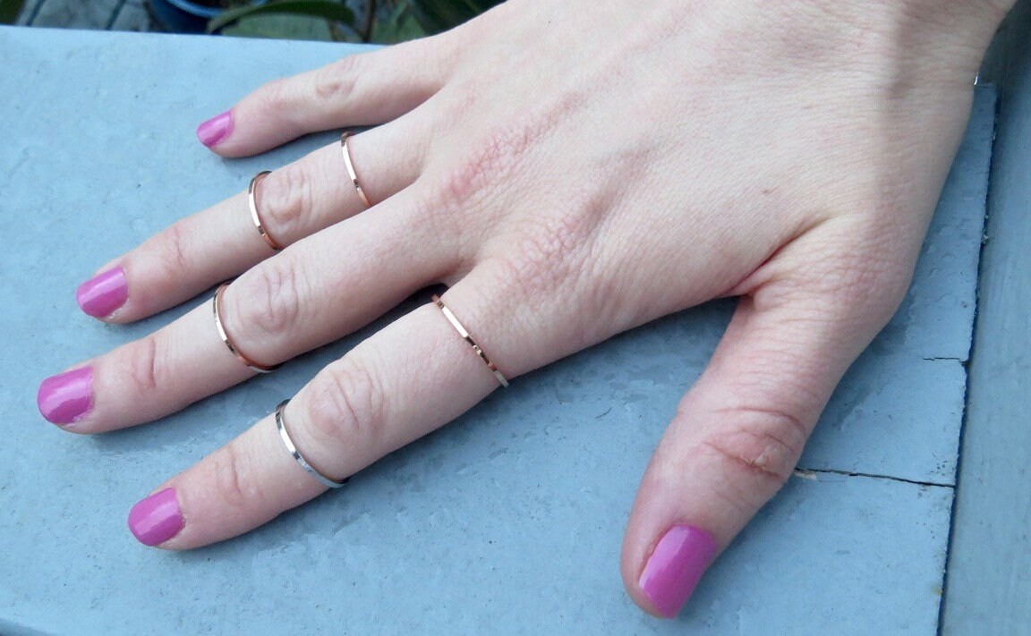 Simple rose gold gold silver rings thin stackable rings | Etsy