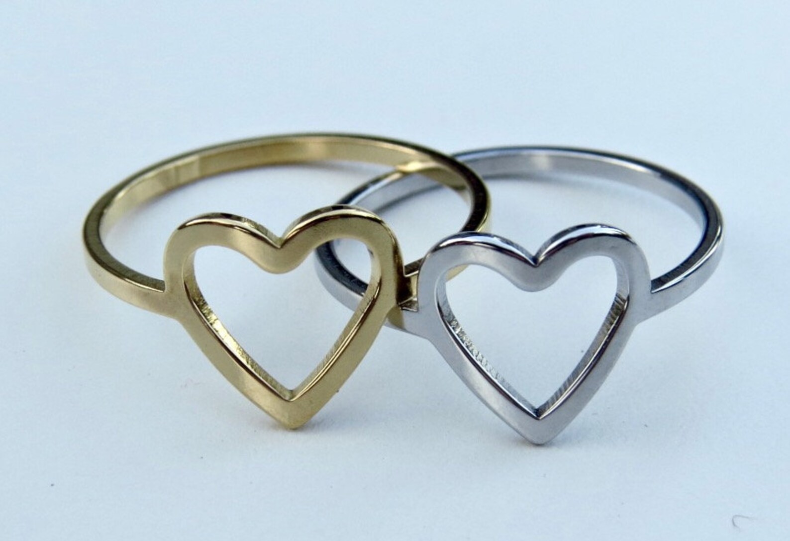Simple Open Heart Ring Gold and Silver Rings Delicate SIZES - Etsy
