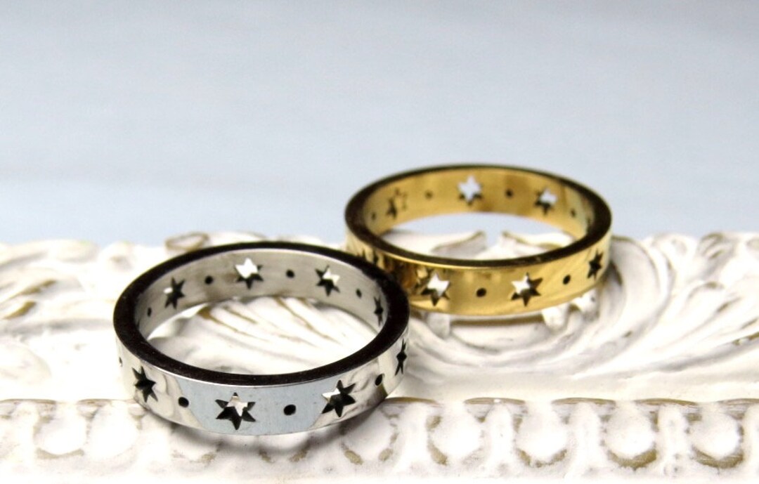 Star Ring, Cut Out Star Stackable Rings, Cut Out Stainless Steel Rings ...