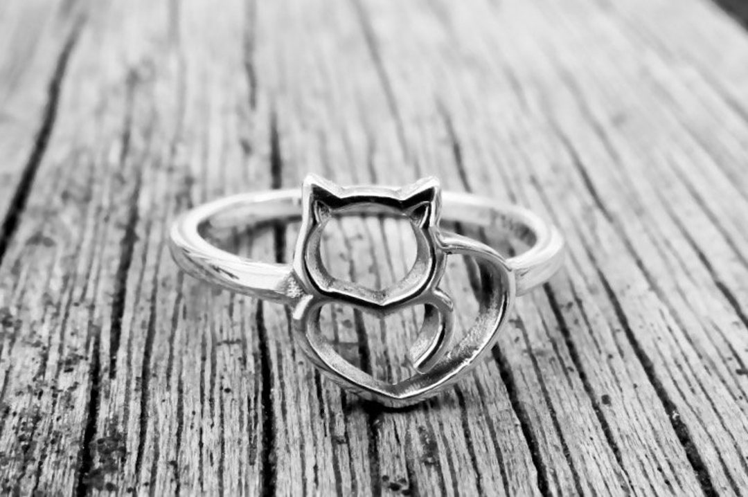 Cat Ring, Minimalist Ring, Sterling Silver Ring, Delicate Ring ...