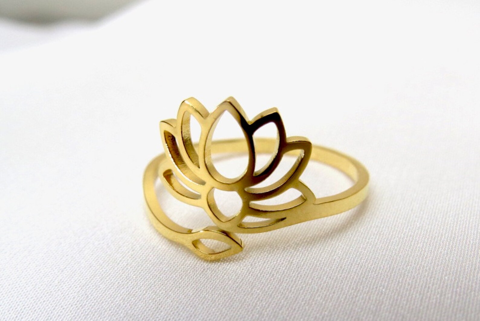 Lotus Ring Minimalist Ring Stainless Steel Ring One Size - Etsy