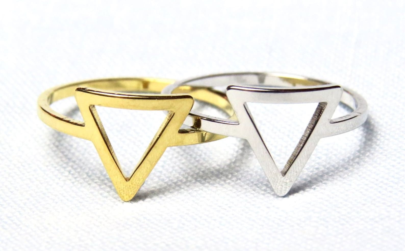 Simple open triangle ring gold and silver rings delicate | Etsy