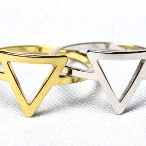 Simple Open Triangle Ring, Gold and Silver Rings, Delicate, SIZES 6, 7 ...