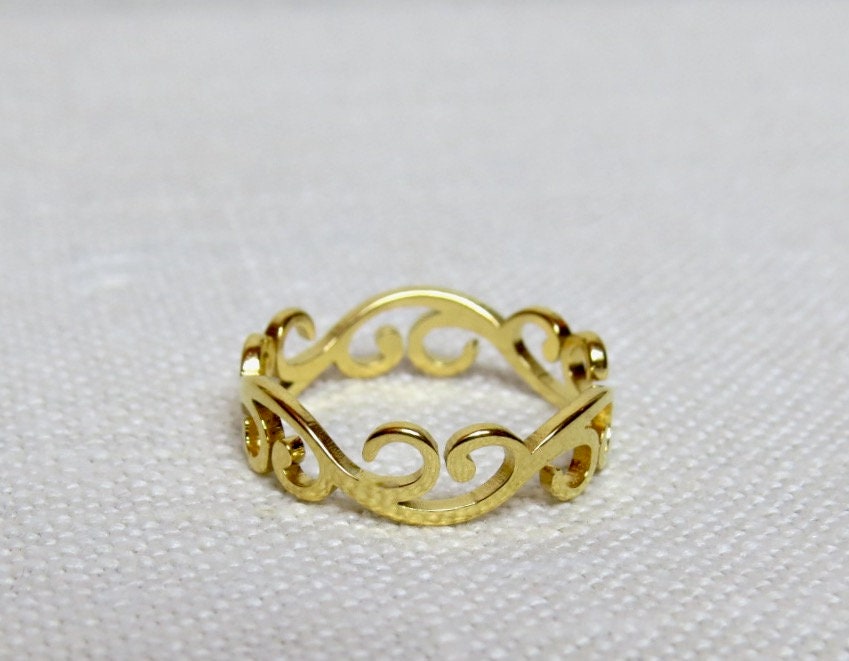 Curvy Ring Swirl Scroll Stackable Rings Cut Out Stainless - Etsy