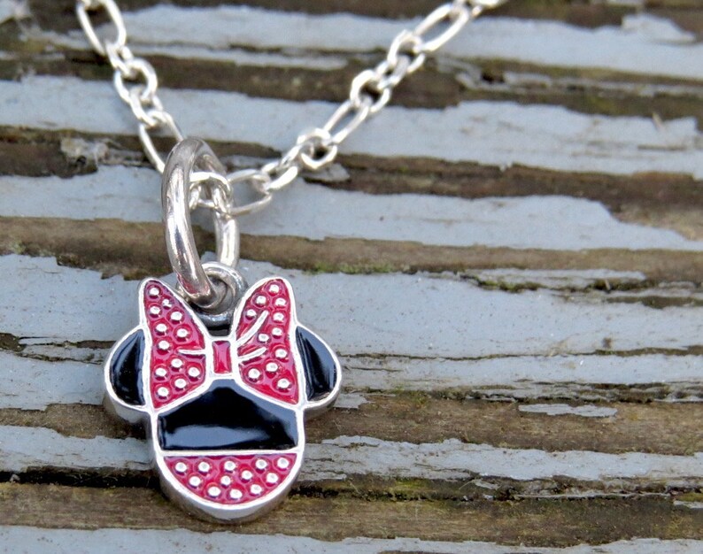 Sterling Silver Necklace Minnie Mouse Necklace Tiny Minnie - Etsy