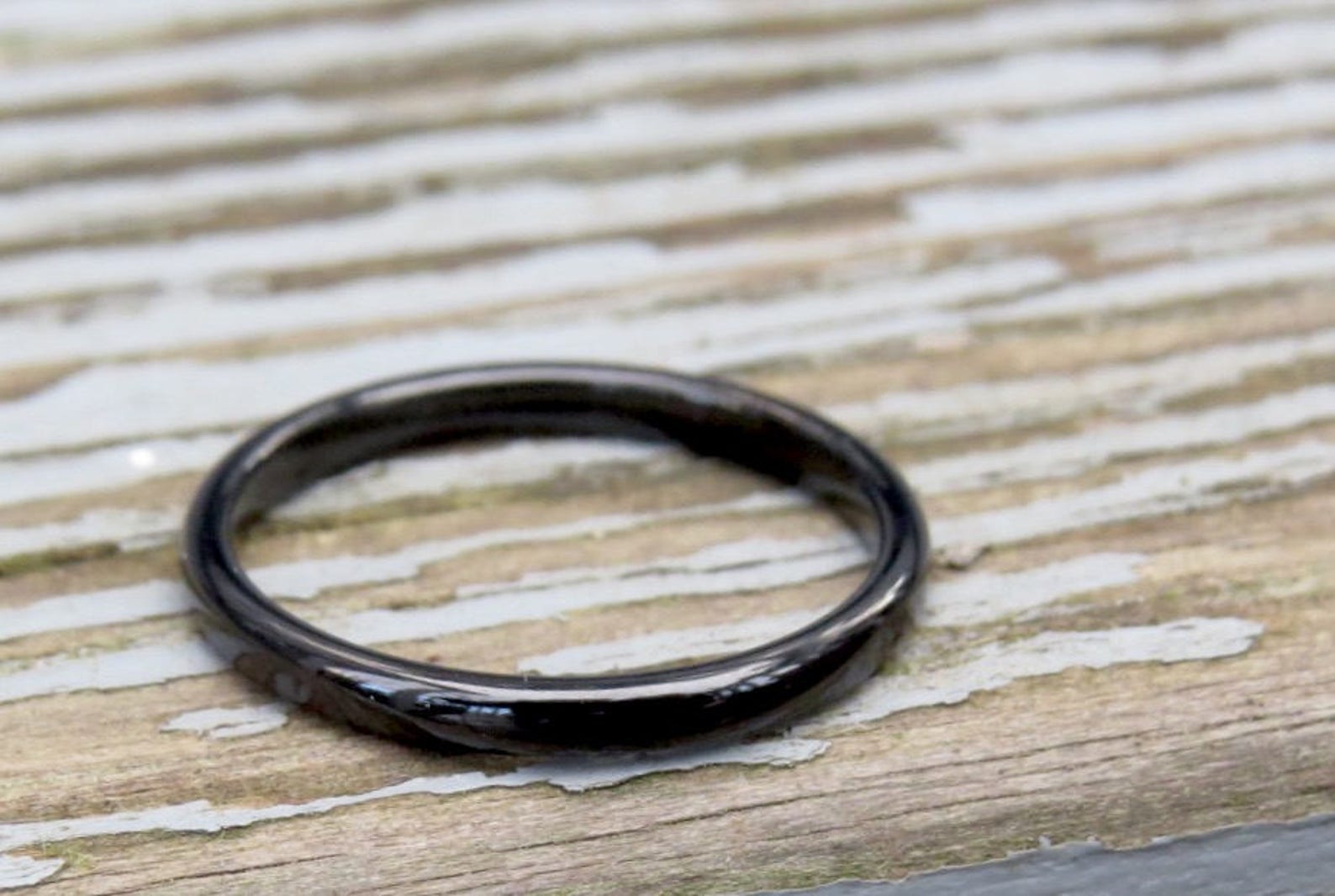 Simple Black Ring, Minimalist Ring, TITANIUM Ring, Thumb Ring, 2mm Ring ...