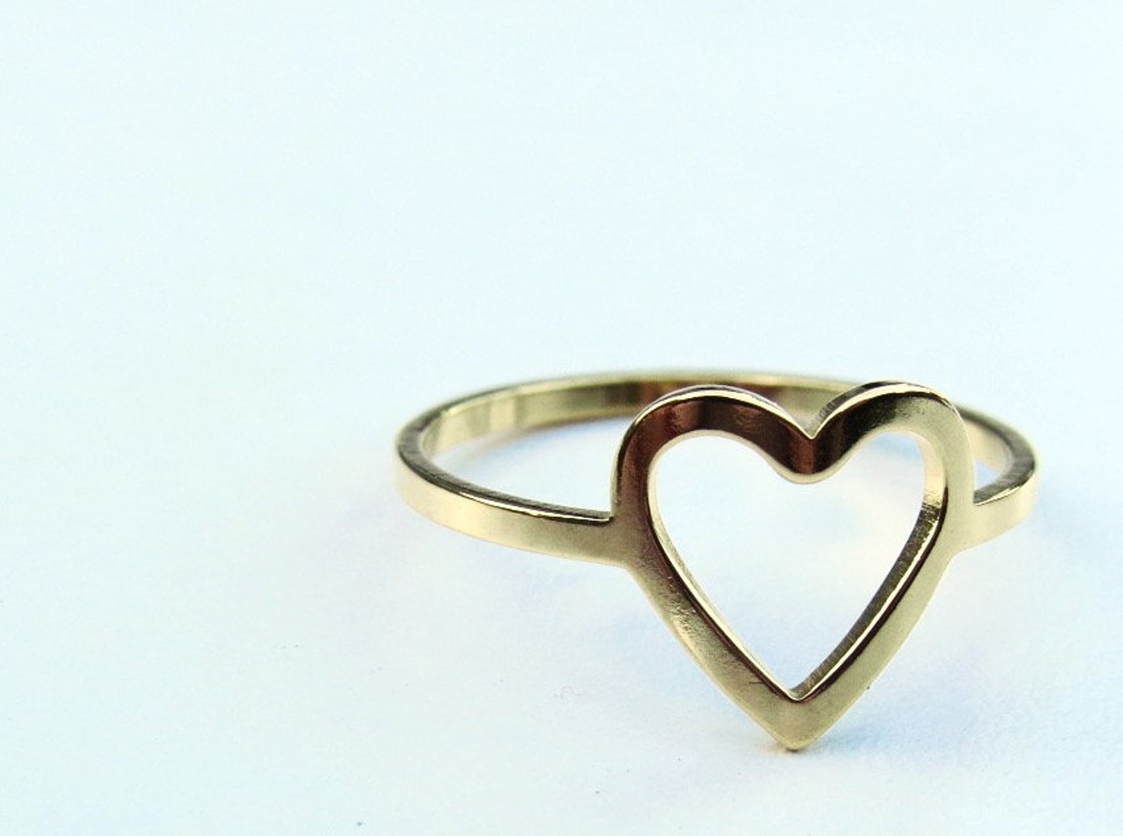 Simple Open Heart Ring Gold and Silver Rings Delicate SIZES - Etsy