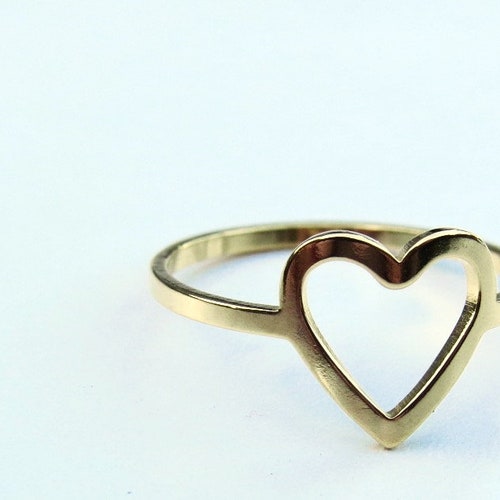 Simple Open Heart Ring Gold and Silver Rings Delicate SIZES - Etsy