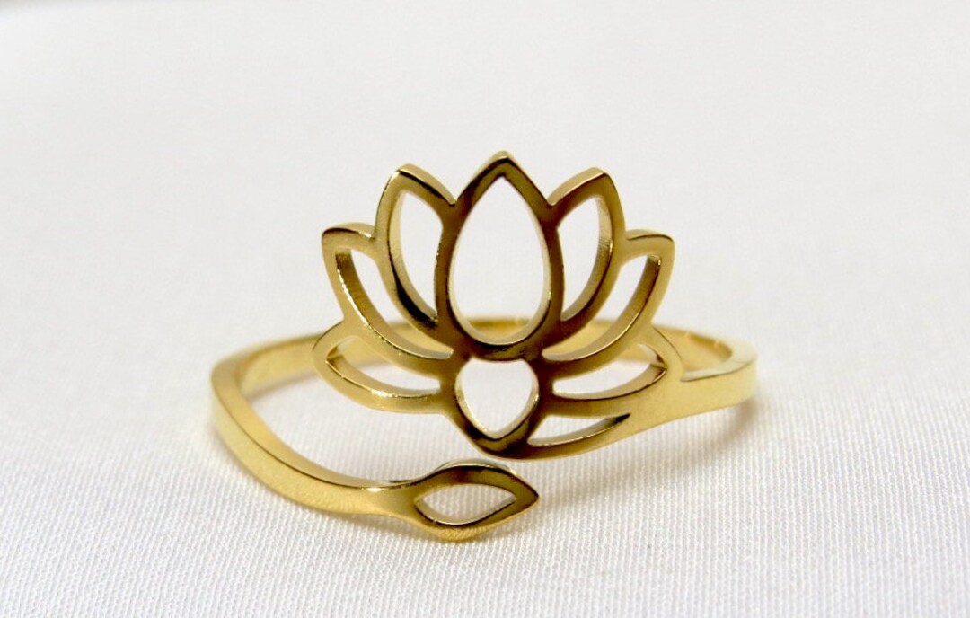 Lotus Ring, Minimalist Ring, Stainless Steel Ring, One Size Ring, Friendship Ring, Silver or ...