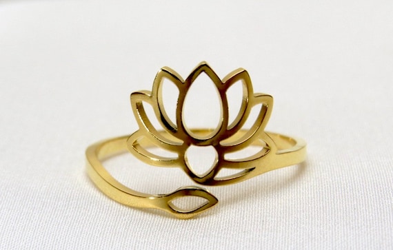 Lotus Ring Minimalist Ring Stainless Steel Ring One Size - Etsy