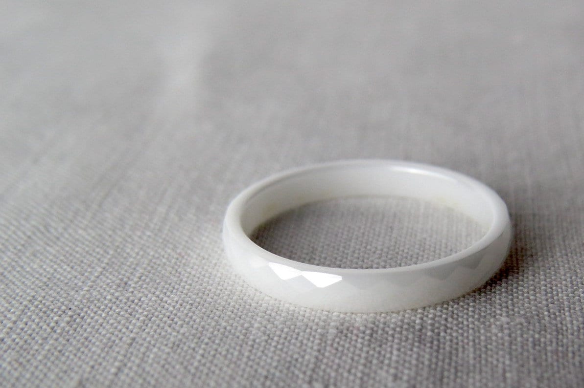 Simple Black or White Ring, Minimalist Ring, Faceted Ceramic Ring ...