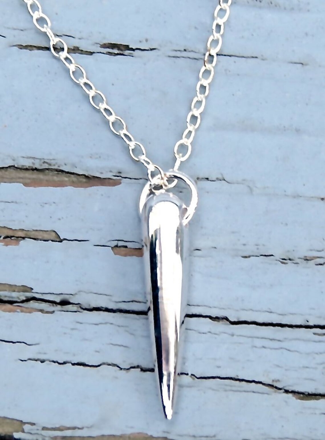 Sterling Spike Necklace Spike Charm Silver Spike Necklace - Etsy Sweden