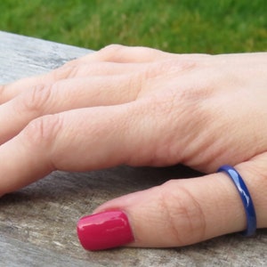 Blue Ceramic Ring, Minimalist 3mm Band, Stacking Friendship Ring - Etsy