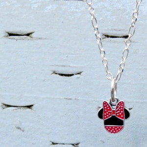 Sterling Silver Necklace, Minnie Mouse Necklace, Tiny Minnie Charm ...