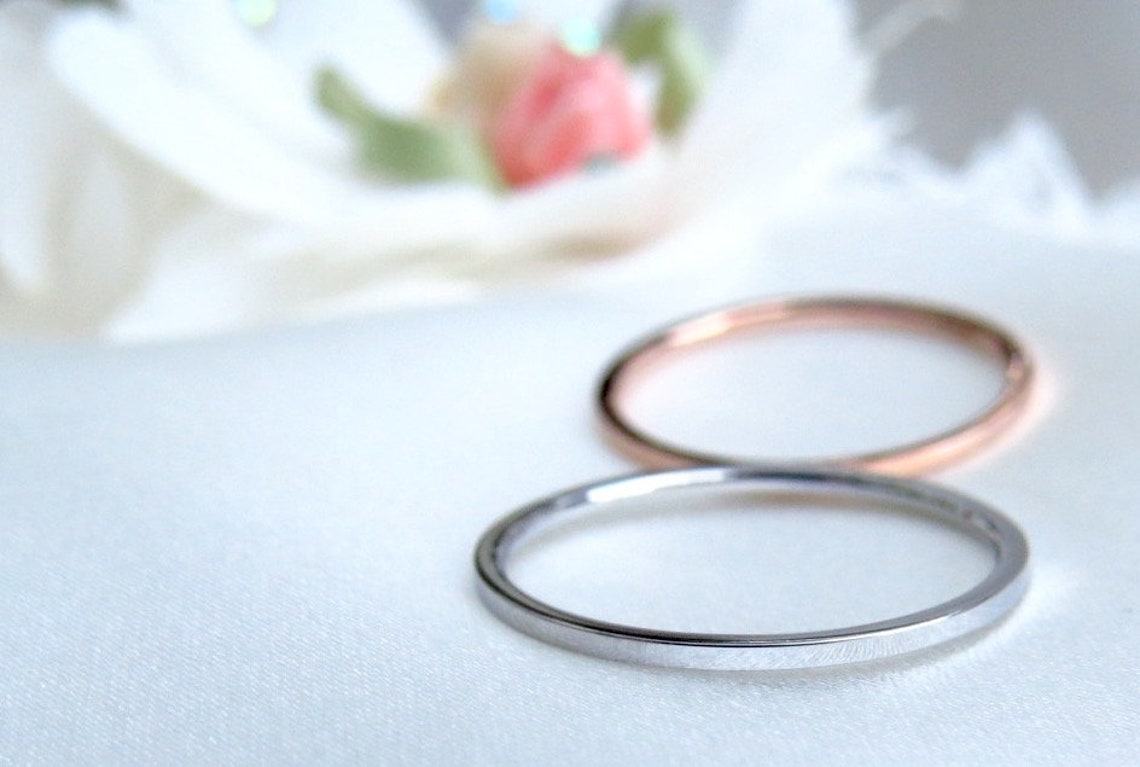 Simple Rose Gold Gold Silver Rings Thin Stackable Rings - Etsy