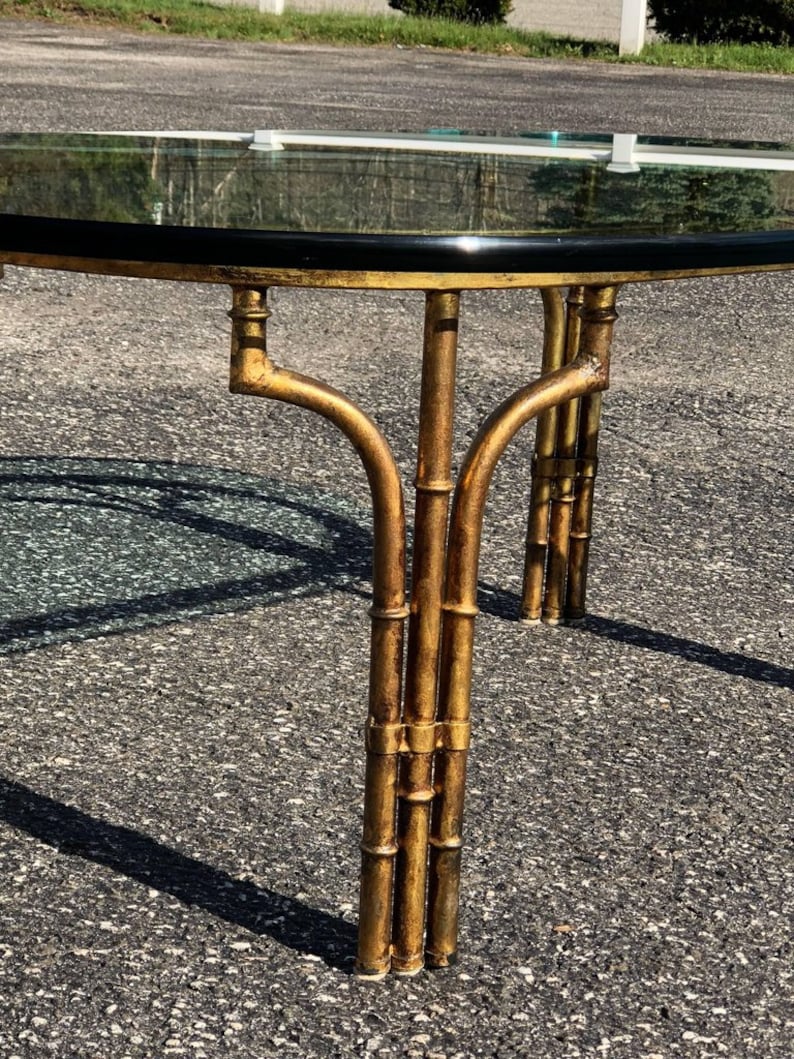 Gilt Faux Bamboo Oval Coffee Table | Etsy