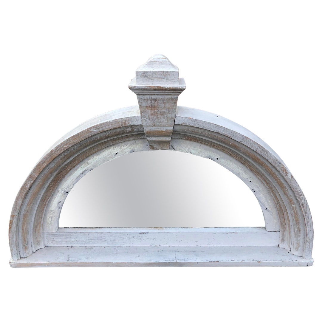 Half Moon Whitewashed Pediment Mirror - Etsy