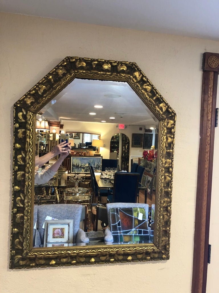 Carved Wooden Gold Leaf Mirror - Etsy