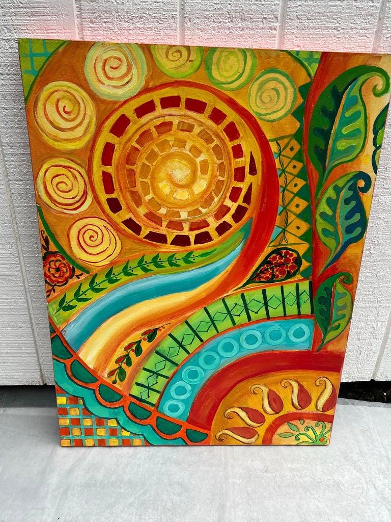 Large Yellow and Green Joy Meditation Series Painting by Carol Bertrand ...