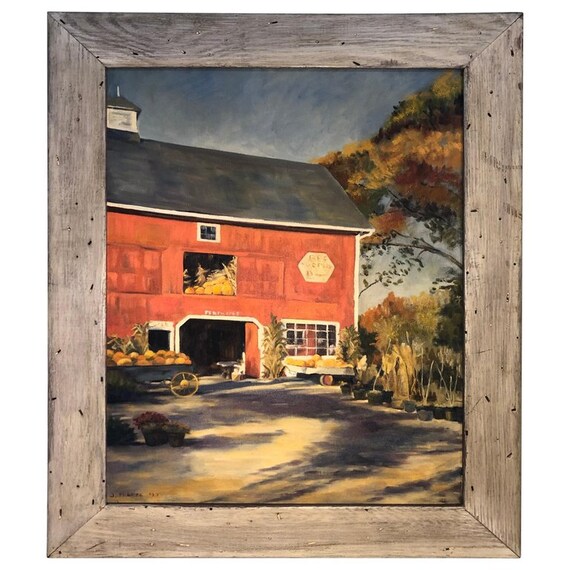 1977 Oil on Canvas of Autumn Landscape With Red Barn by J. | Etsy