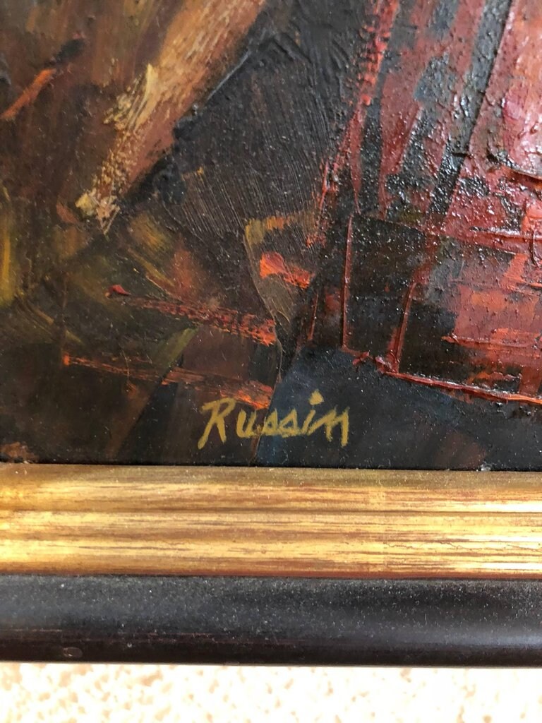 Signed Mid Century Painting of Clowns by George Russin-free | Etsy