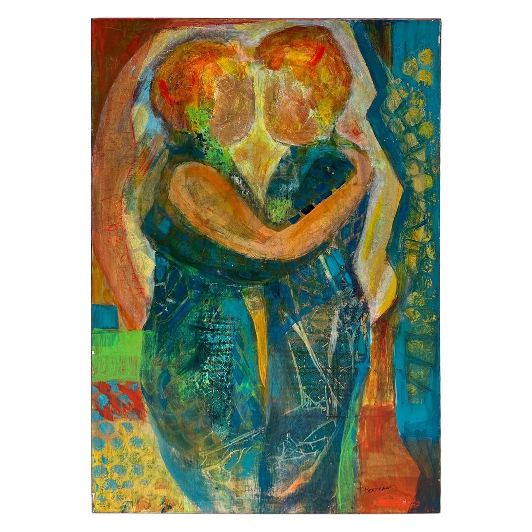 Signed Carol Bertrand Colorful Abstract of a Couple - Etsy